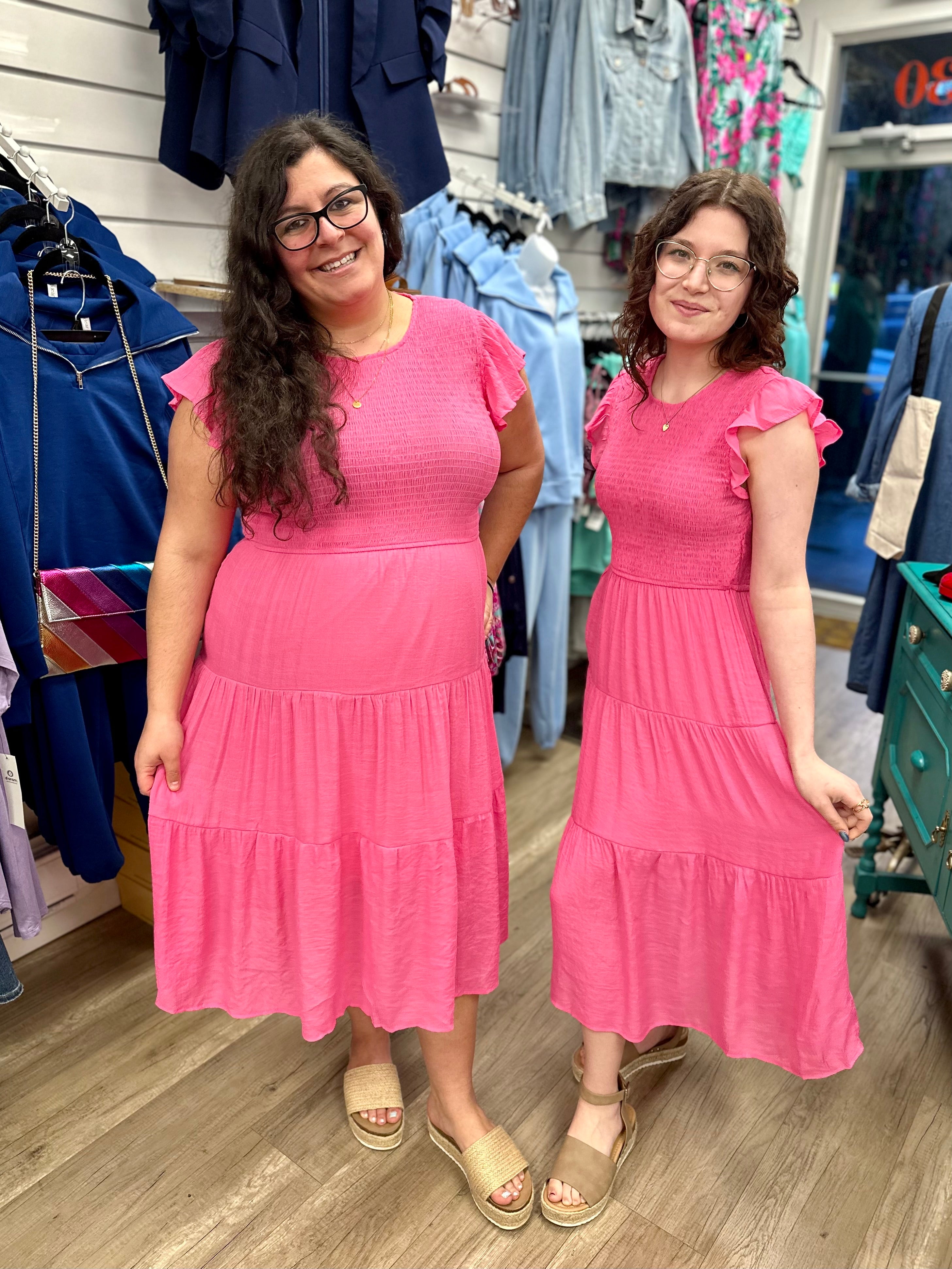 Abigail Smocked Tiered Midi Dress | Pink (Only 2X Left) *FINAL SALE ...