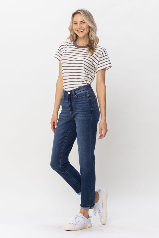 Juni | High Waist Sustainable Cool Denim Cuffed Boyfriend – The Zesty ...
