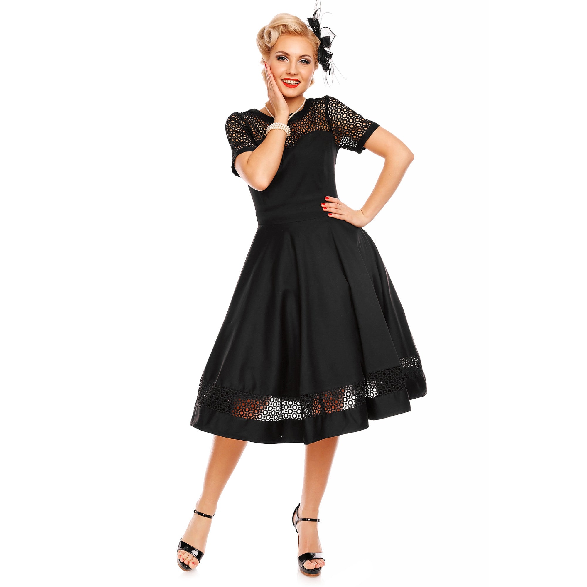 Tess | Lace Embroidered Sleeved Dress | Black *FINAL SALE* (ONLY 4,8,2 ...